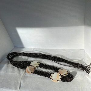 Accessories | Leather Fringe Tie Belt Fits L To Xl With Shell Details ...